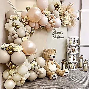 White Sand Gold Balloon Garland Double Stuffed Pearl Pink Balloon Ivory White Balloon Arch Kit Metallic Chrome Gold Balloons For bridal shower Boho Neutral Baby Shower Wedding Birthday Party Decor