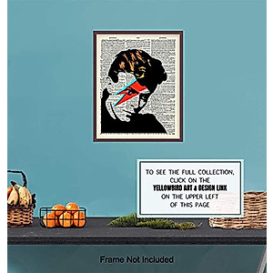 David Bowie Unframed Dictionary Wall Art Print - Great Gift for Rock n Roll Music Fans - Chic Home Decor - Ready to Frame (8x10) Photo - Ziggy Stardust