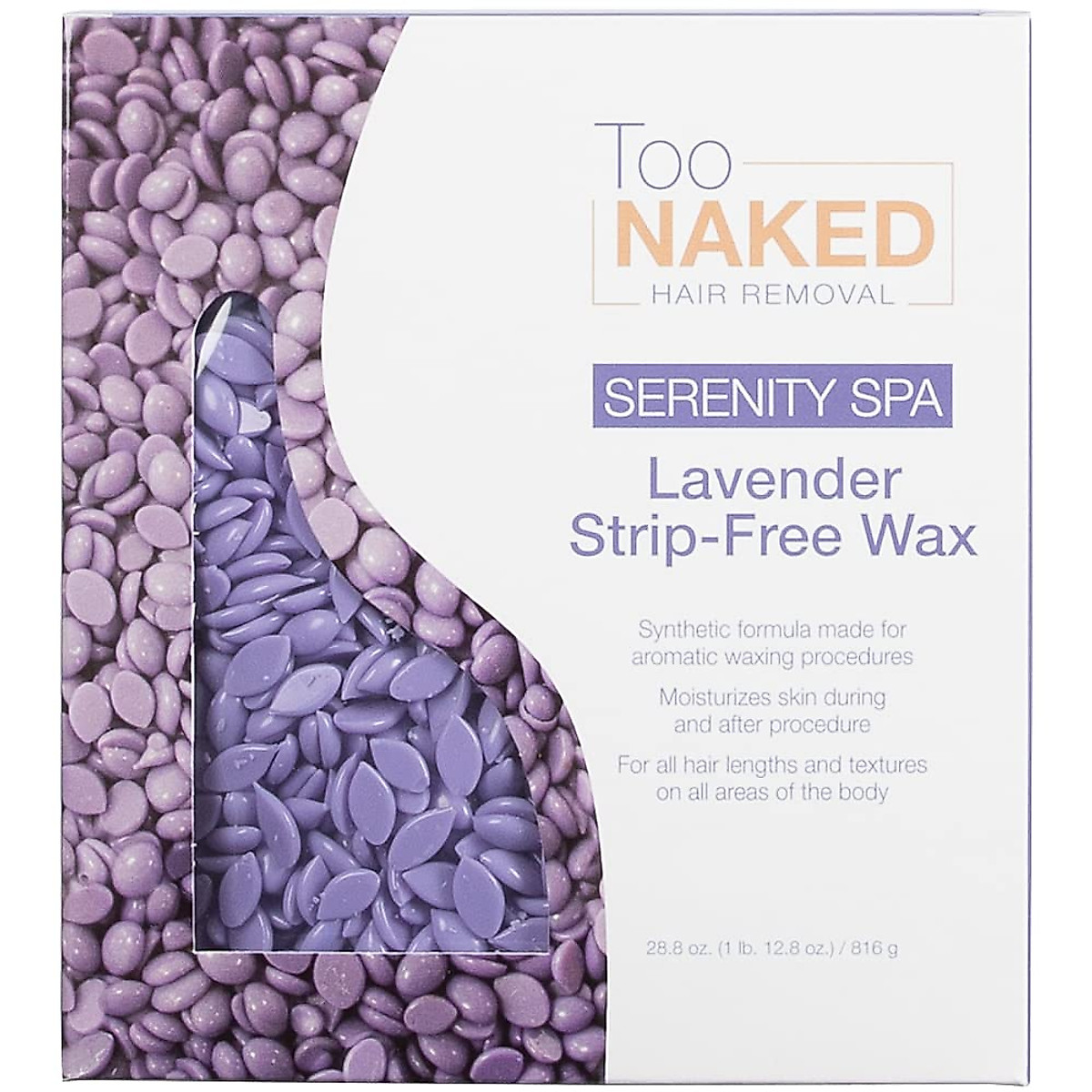 Too Naked Serenity Spa Lavender Strip-Free Wax Beads, Hair Removing Depilatory Wax size 28.8 Ounces
