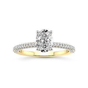 FRIENDLY DIAMONDS 2 Carat IGI Certified Oval Shape Lab Grown Diamond Ring | 14K Or 18K White, Yellow Or Rose Gold | Grace Micro Pave Eternity Diamond Ring | FG-VS1-VS2 Quality