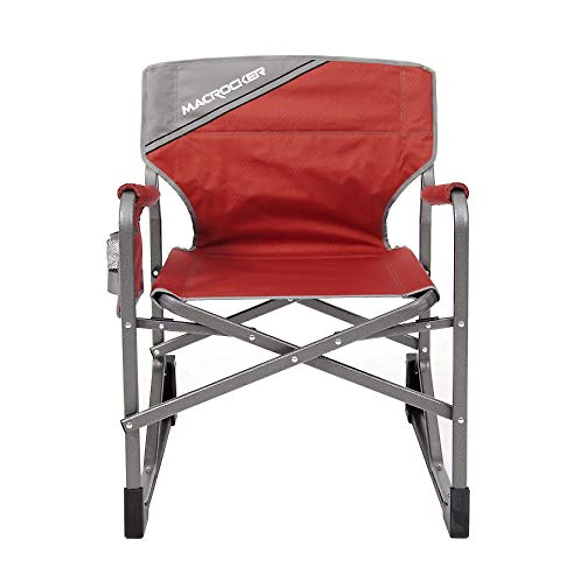 MacSports MacRocker Outdoor Foldable Rocking Chair | Portable, Collapsible, Springless Rockers with Rust-Free Anti-Tip Guards for Camping Fishing Backyard | Red (2 Pack)