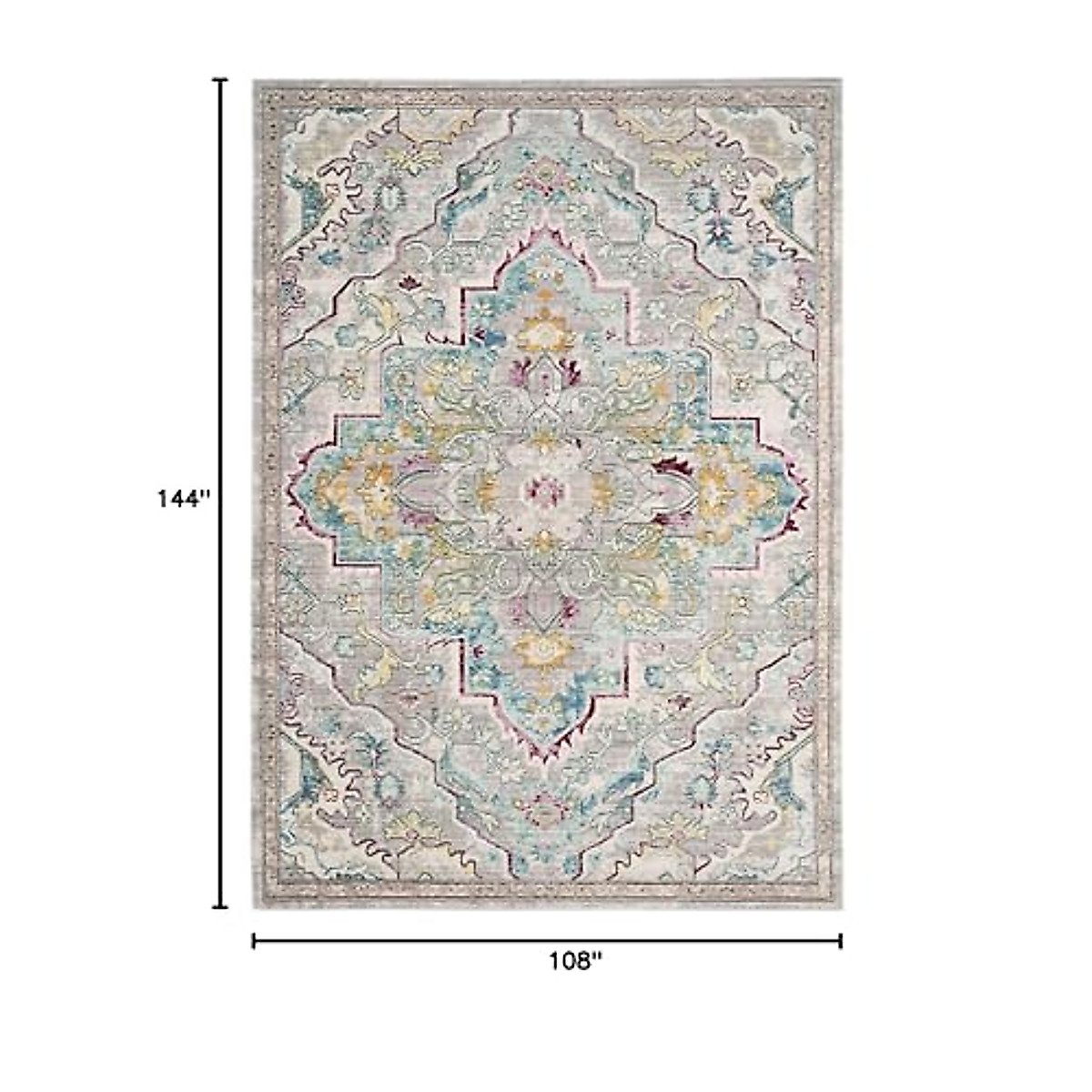 SAFAVIEH Mystique Collection Area Rug - 9' x 12', Grey & Light Blue, Watercolor Distressed Design, Non-Shedding & Easy Care, Ideal for High Traffic Areas in Living Room, Bedroom (MYS921L)