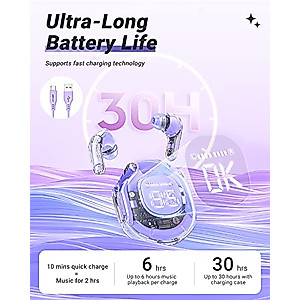 ACEFAST T8 Wireless Earphones Bluetooth 5.3 Headphones LED Power Display Mini Crystal in-Ear Earbuds with Wireless Charging Case Touch Control Built-in Mic Headphone for Sports Waterproof Earphone