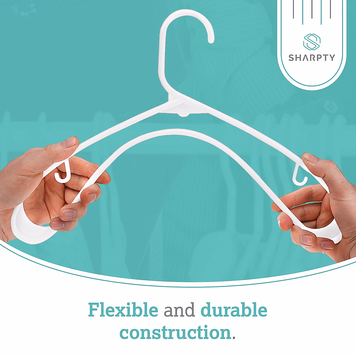 Sharpty Plastic Hangers Clothing Hangers Ideal for Everyday Standard Use (White, 20 Pack)