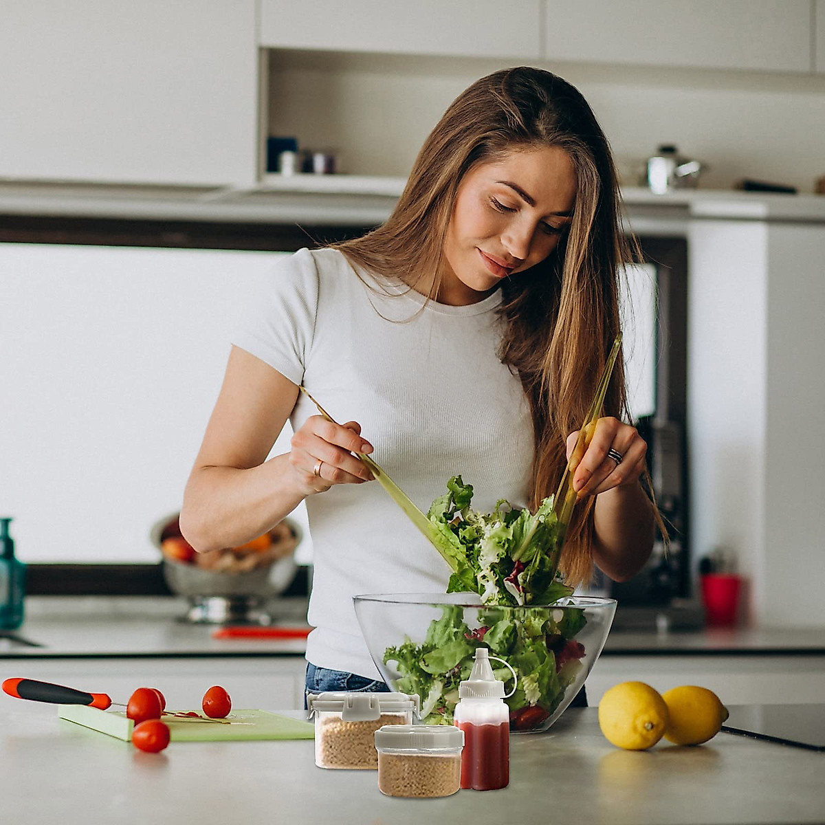 ZIIVARD 4 Pieces Mini Condiment Squeeze Bottles Bento Box Plastic Tomato Ketchup Bottle Squirt Honey Salad Dressing Container,8 x 3.2cm