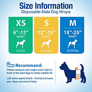 Pet Soft Disposable Male Dog Wraps - Dog Diapers for Male Dogs, Puppy Diapers with Wetness Indicator 48 Counts Small