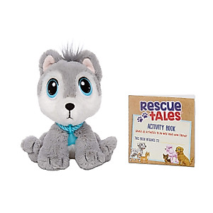Little Tikes Rescue Tales Babies - Husky | Soft Cuddly Plush Pet Toy with Collar, Tag, Doghouse, Stickers, Activities | Ages 3+