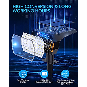 Kaxiida Solar Lights Outdoor Waterproof, 56LEDs Solar Landscape Light, IP67 Adjustable Lights Wall Lights in One, for Gardens Pool Courtyard Driveway-Warm White