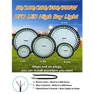 LED High Bay Light 200W 10pcs, 20000LM UFO LED High Bay Light, 6000K High Bay LED Lights, IP54 Warehouse LED Lights Commercial Warehouse Area Light Bay Lights-Bay Lighting for Garage Factory Workshop