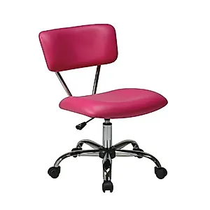 OSP Home Furnishings Vista Faux Leather Seat and Back Task Chair with Chrome Accents, Pink