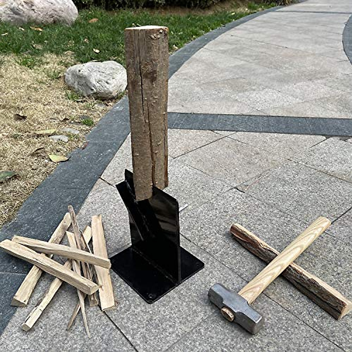 Hi Flame Firewood Kindling Splitter for Wood Stove Fireplace and Fire Pits, Black