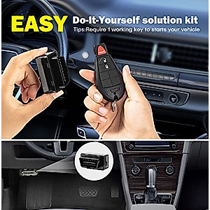 Keyless Entry Remote Interchangeable 3 & 4 Button keypads and OBD2 Car Key Programmer Tool Compatible with Chrysler, Dodge, Jeep, Ram Models, Key Replacement Kit