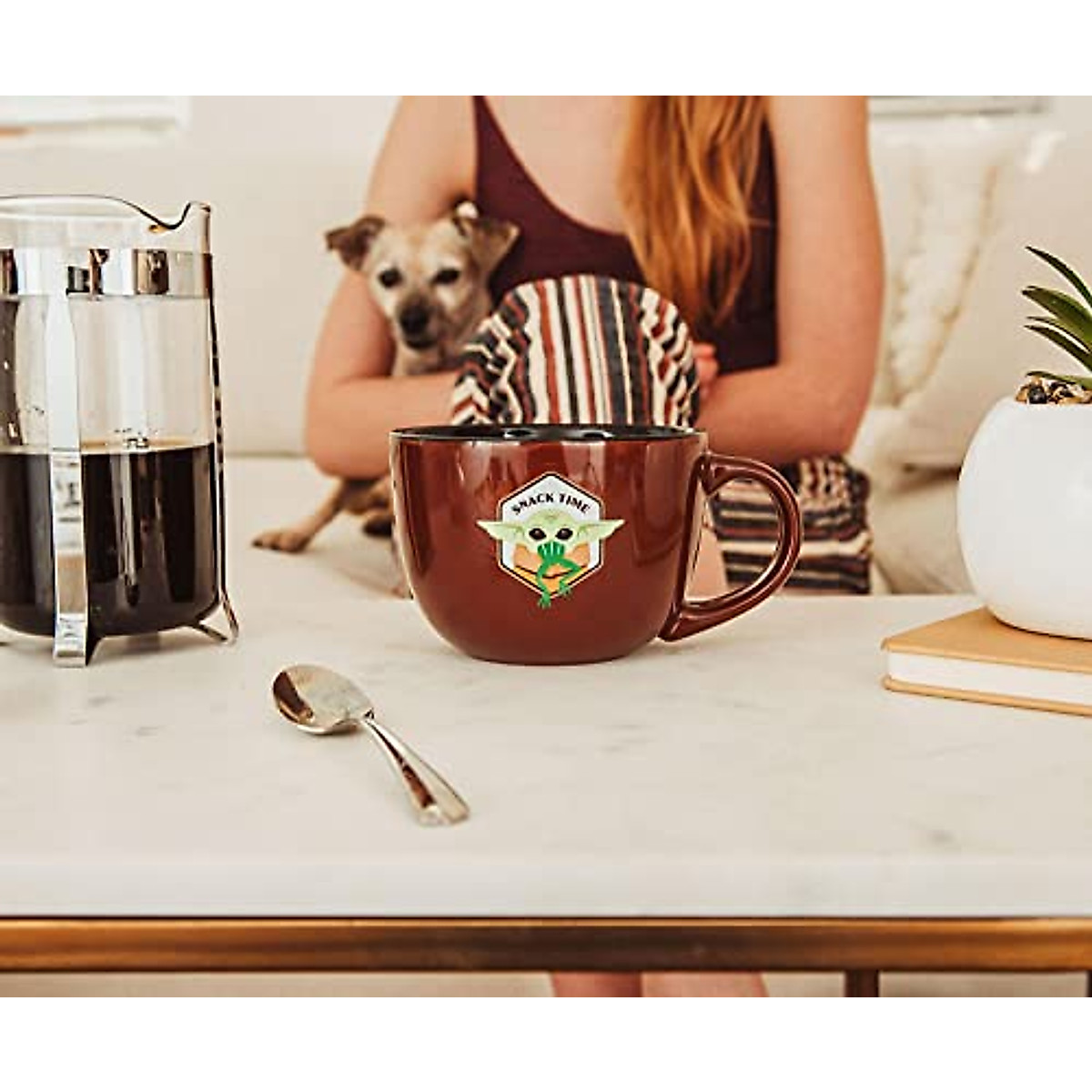 Silver Buffalo Star Wars: The Mandalorian Grogu Snack Time Ceramic Soup Mug | 24 Ounces