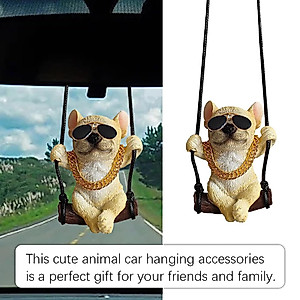 Zufoty French Bulldog Car Hanging Ornament, Mirror Accessories, Interior Decor for Men & Women