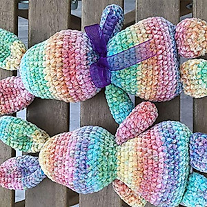 Clisil 300gram 196yardx3 Gradient Velvet Yarn Crochet Knitting Dyed Rainbow Velvet Headband Hat Scarf Sweater Pillow Blanket Wrap DIY Soft Luxury Velvet Chenille Yarn Craft Yarn