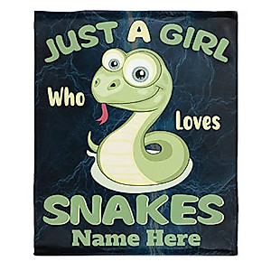 Abheda Snakes Custom Blanket for Girl Women Just A Girl Who Loves Snakes Blanket Personalize NameSuper Blanket Soft Throw Warm Gift for Snakes Lover Birthday Graduate Blankets 60"X50" for Teen