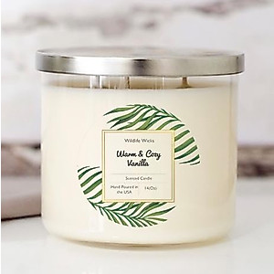 3 Wick Large Candle, Warm & Cozy Vanillla | Scented Candles for Home, 14 oz | Christmas, Holiday Gift | Natural Soy Candles