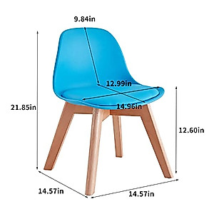 BB Chairs, Wooden Legs, PP Backed Cushions, Blue, Set of 2