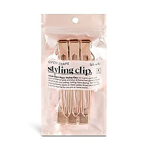 Kitsch Styling & Sectioning Hair Clips - Open Shape Alligator and Duck Billed Clips for Long & Short Hair | Roller Clips, 6 pcs (Gold)