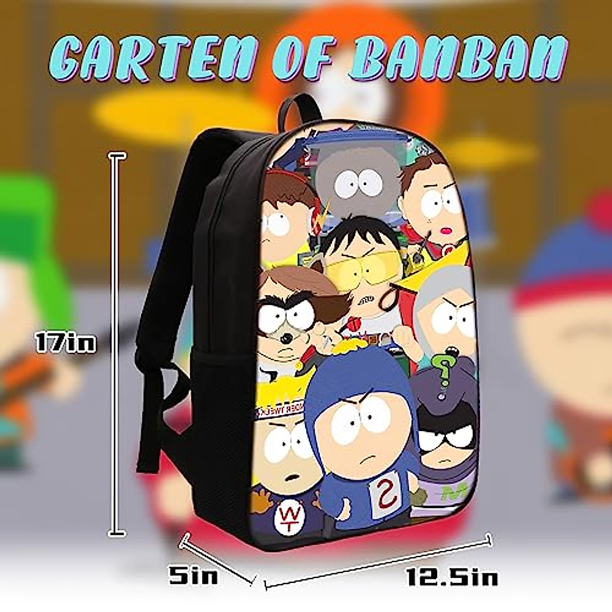 Lesome 3-Piece School Backpack,South North Park Backpack Boys Girls School Bag Back to School Supplies with Lunch Box and Pencil Case