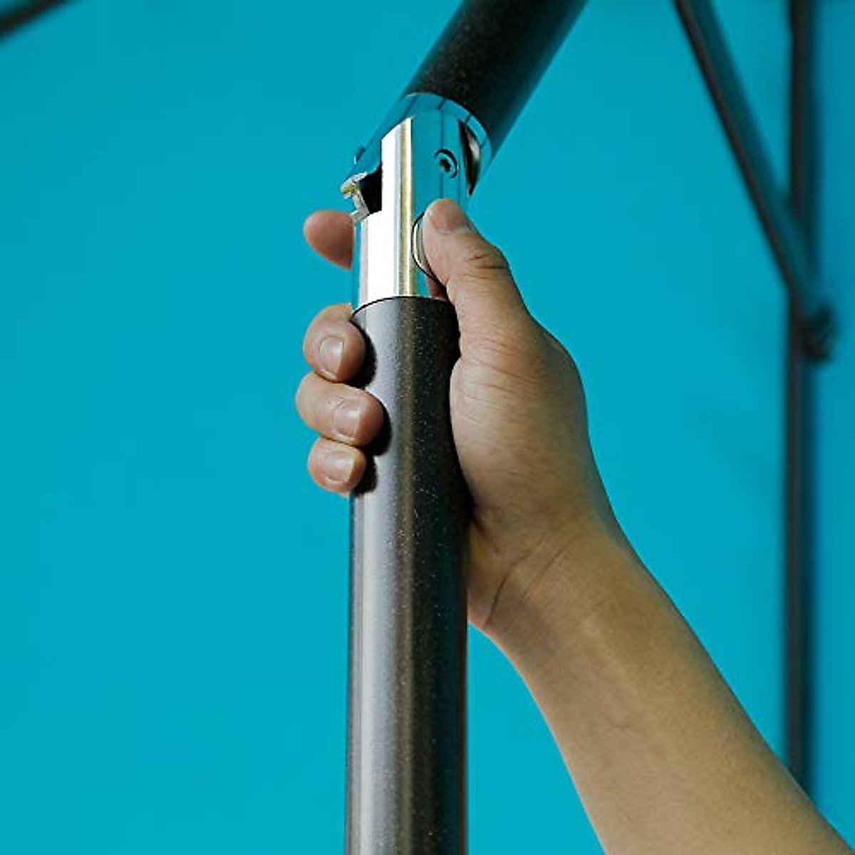 SUNVIVI OUTDOOR 7.5 Ft Patio Umbrella Outdoor Market Table Umbrella with Push Button Tilt and Crank, 6 Ribs, Polyester Canopy, Turquoise