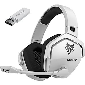 NUBWO G06 Dual Wireless Gaming Headset with Microphone for PS5, PS4, PC - 23ms Low Latency Audio - 100-Hour of Playtime - 50mm Drivers (White-Black)