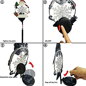 Christmas Garden Stake Decor Outdoor Solar Lights, Xmas Outdoor Decorations Pathway Light with Santa/Snowman for Garden Yard Lawn Christmas Decorations Solar Light Metal -2 Pack (Snowflake lights)