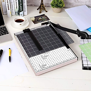 Paper Cutter for Cardstock Heavy Duty 12 inch, 12" Cut Length Guillotine Paper Trimmer for Cardstock Metal Base, 12 Sheets Capacity, for Home Office Classroom School