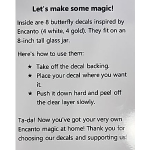 State & Water Encanto Inspired Butterfly Decals for Prayer Candles, 8 Pack (4 White, 4 Gold), fits 8 inch Tall Glass jar (not Included)