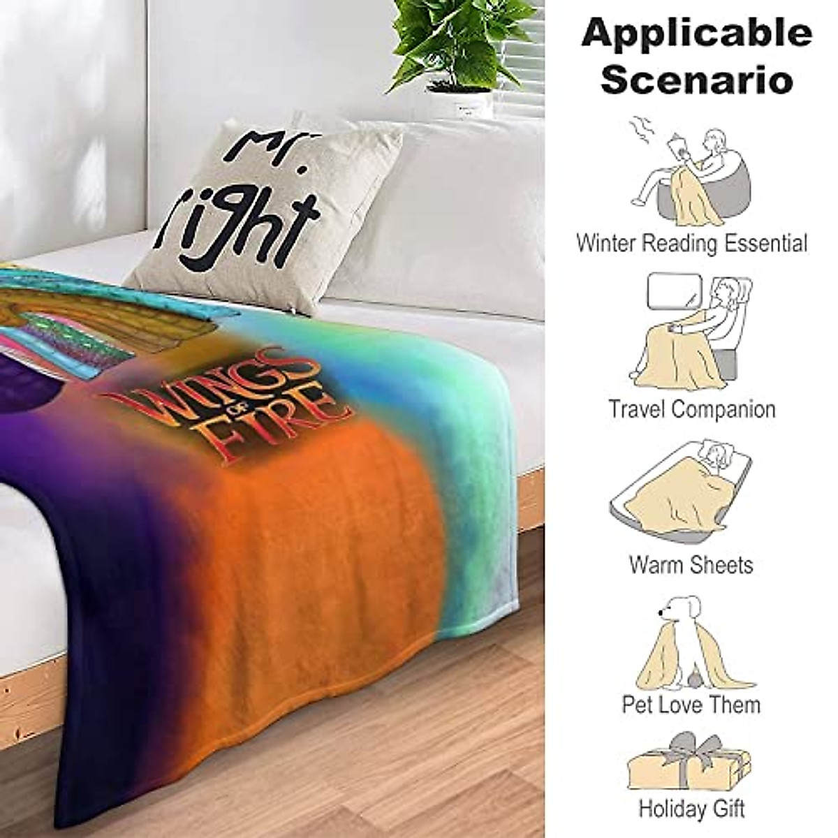 Blankets Fire_Dragon_Wings Throw Blanket for Couch Bed Sofa, Ultra-Soft Blankets Warm Bedding Blanket 40"x50"