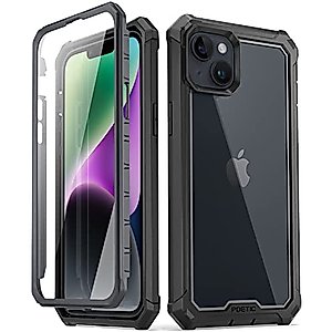Poetic Guardian Case Compatible with iPhone 14 6.1 Inch, [20 FT Mil-Grade Drop Tested] Full-Body Hybrid Shockproof Protective Rugged Clear Cover Case with Built-in Screen Protector, Black/Clear