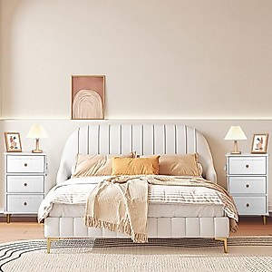 Ceredeme Nightstand with 3 Drawers, Wooden Side Table Bedroom Storage Cabinet, Simple and Exquisite Furniture in Small Space