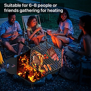 Fire pit with Grill Portable Wood Burning Fire Pits Metal Fire Pit are Used for Garden Picnic, Camping Bonfire, Backyard Parties, BBQ& Outdoor Firepit,Black