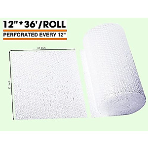 packbabol Bubble Cushioning Wrap Rolls 2-Pack, 12 Inch x 72 Feet 3/16" Air Bubble, Bubble Moving Wrap for Packing, Moving Supplies, Small business