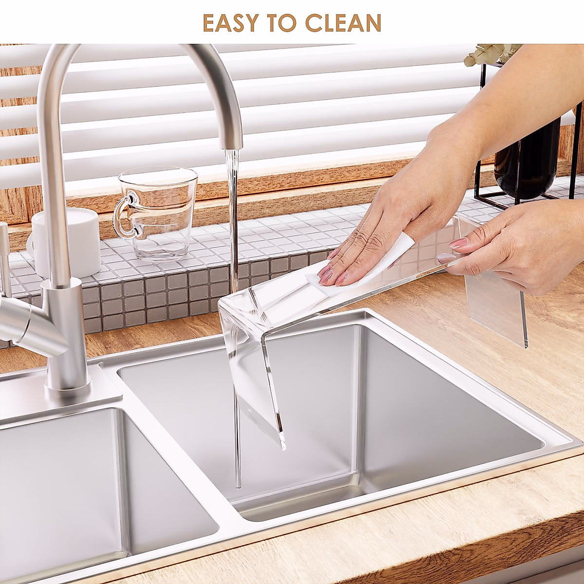 Anglelife 8 Pcs Widen Rectangle Display Stand, Clear Acrylic, 4 Levels, No Assembly Required