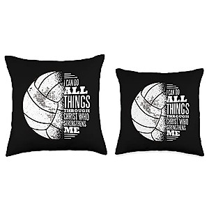 I Can Do All Things Through Christ Volleyball I Can Do All Things Through Christ Who Strengthen Me Throw Pillow, 16x16, Multicolor