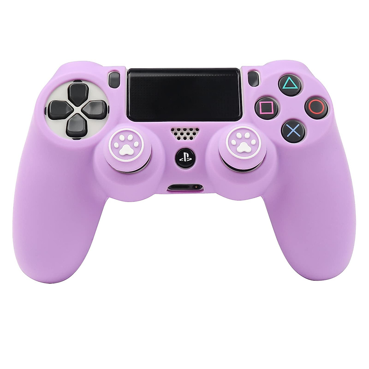 Ralan Purple Controller Skin Silicone for PlayStation 4, Non-Slip Grip Cover Protector Compatible with PS4 Slim/PS4 Pro Controllers with 6 Thumb Grip Caps