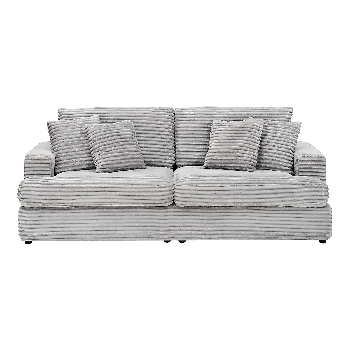 Ball & Cast 79.3" Corduroy Upholstered Comfy Sofa,3 Seater Couch with Deep Seat,Mordern Loveseat with 4 Pillows for Livingroom, Apartment, Office, Gray