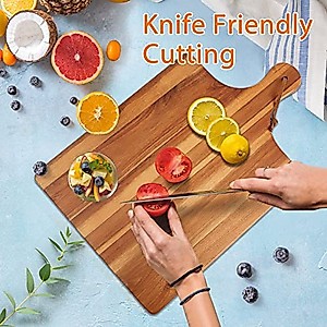 HOMEXCEL Acacia Wood Cutting Board for Kitchen,Cutting Board with Handle,Chopping Board 17"X11"for Meat, Cheese, Bread, Vegetables,Fruits and More