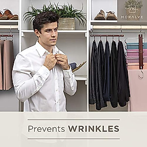 MORALVE Pants Hangers Space Saving - 2 Pack Wood Scarf Hangers for Closet Organizer - Jean Hangers Scarf Holder Closet Space Saving Hangers - Pants Rack Leggings Hanger Space Saver Closet Organization