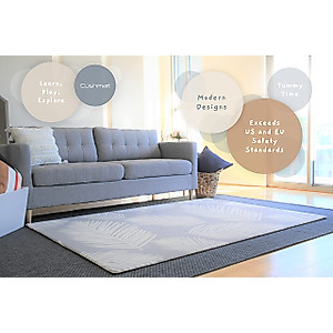 Stylish Reversible Foam Floor Mats – Soft Baby Play Mat for Playing, Tummy Time, Crawling Mat | Toddler, Kids playmat |Exercise Mat, Yoga Mat | Non-Toxic, Waterproof, Easy-to-Clean | Large Gray - Blue