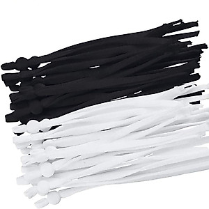 Atoli 100 Elastic Band with Adjustable Buckle High Elastic Rope DIY Handicraft Elastic Cord Ear Hanging Cord Ear muff Cord Mask Elastic Cord Black and White
