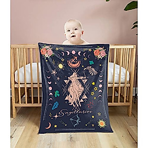 Sagittarius Zodiac Flannel Fleece Throw Blanket Blankets for Adult and Kids Soft Fuzzy Plush Blanket Cozy Lightweight All Seasons for Travel Bed and Couch 40"x50"
