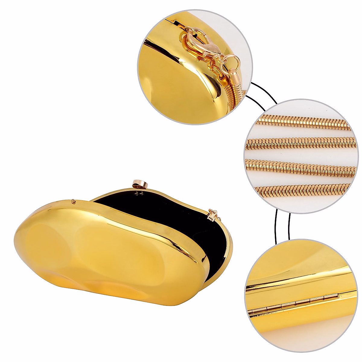 Zeph Hosea Women Seashell Shaped Evening Bag Purse Chain Strap Shoulder Bag Crossbody Bag, Gold