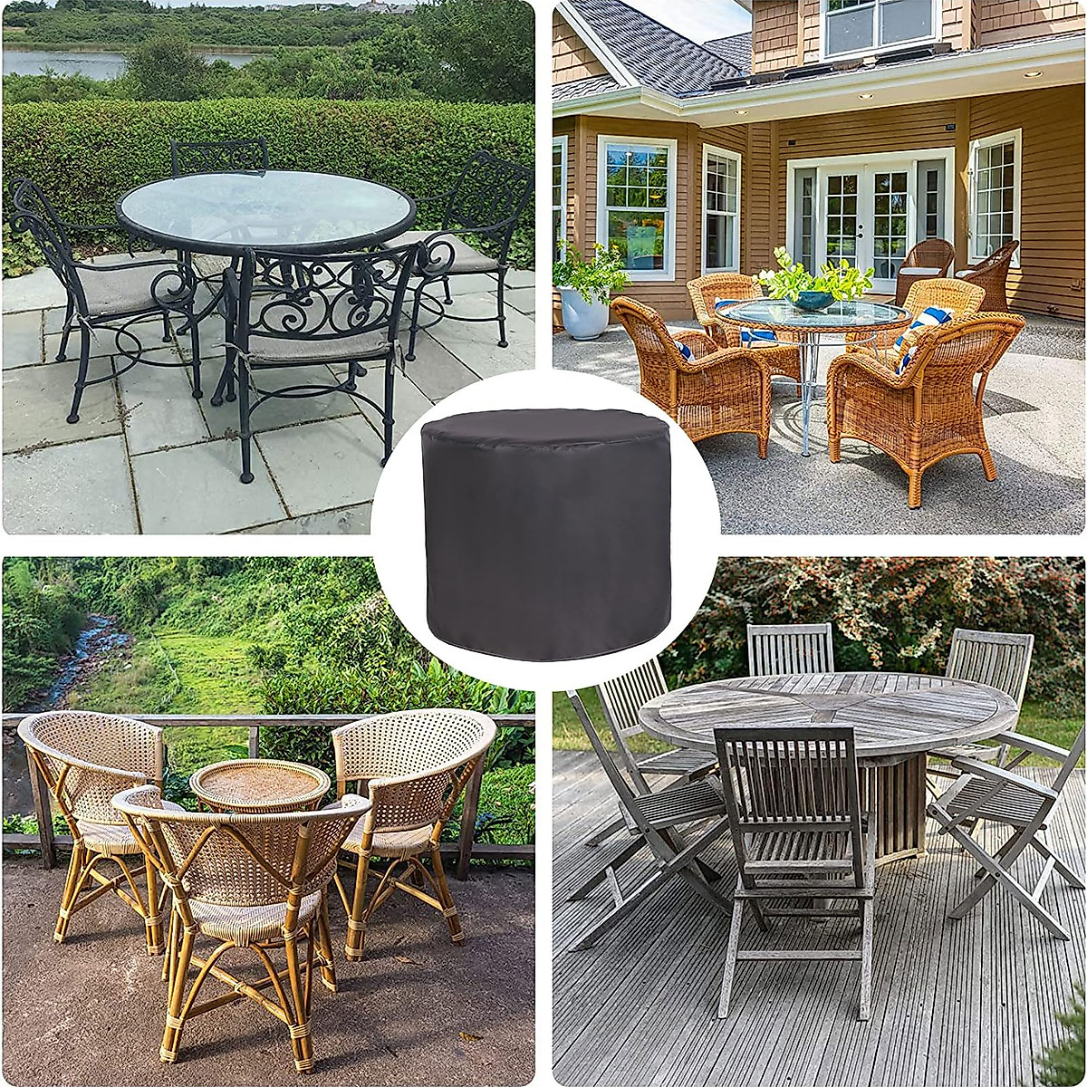 Extra Large Patio Furniture Protector Cover Waterproof 20" D x 20" H, 420D Heavy Duty Oxford Cloth Cover, Garden Furniture Cover Outdoor, Patio Table Cover Round for Lawn, Deck, Backyard