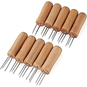 Corn Cob Holders Set of 10 Stainless Steel Corn On The Cob Holders with Wooden Handle Cob Skewers Corn Forks for BBQ Sweetcorn Roasted Meat Fruit