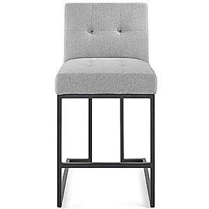 Modway Privy Black Stainless Steel Upholstered Fabric Counter Stool, Light Gray