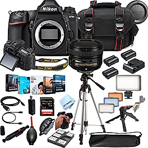 Nikon D780 DSLR Camera 24.5MP Body W/Nikkor 50mm f/1.8G Lens- 64GB Extreme Speed Card, LED Always on Light, Tripod,Gripod, Case, and More (30pc Bundle)