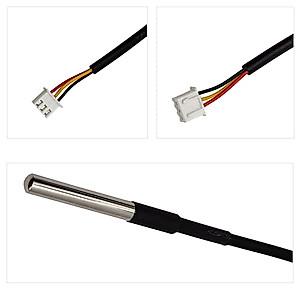 Haldzemo Waterproof 1M DS18B20 Temperature Sensor Digital Stainless Steel Tube Temp Probe 39.3" with XH2.54 Terminal Connector for Arduino (6 Pack)