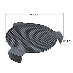 Hisencn 18" Cast Iron Plate Setter for Large Big Green Egg Accessories and Other 18 Inches Diameter Cooking Grills, Kamado Grill, Pizza Stone, Heat Deflector with 3 Legs